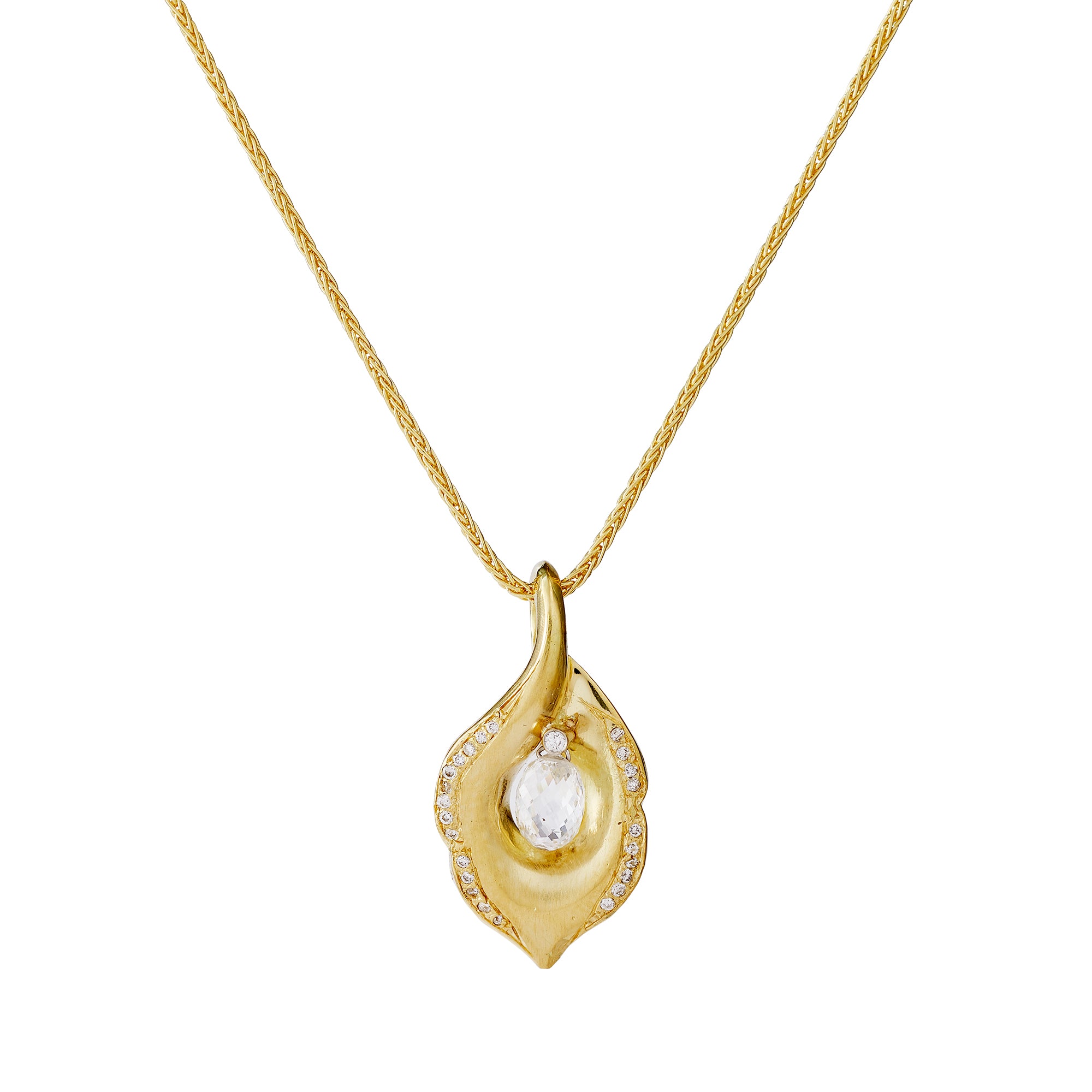 Lily briolette diamond and 18ct yellow gold pendant by Nigel Milne